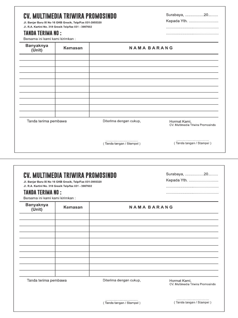 Tanda Terima Kosong | PDF