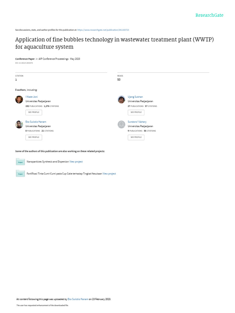 Fine Bubble Aeration System In WWT | PDF | Sewage Treatment | Water