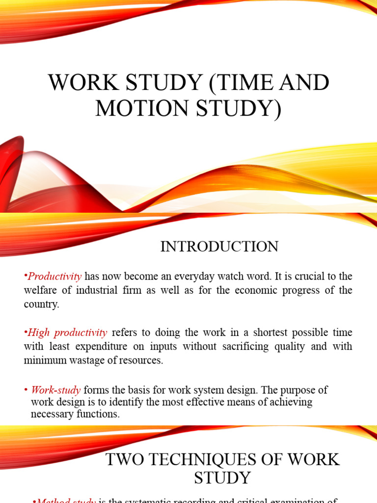 Work Study (Time and Motion Study) - 010945 | PDF | Production And Manufacturing