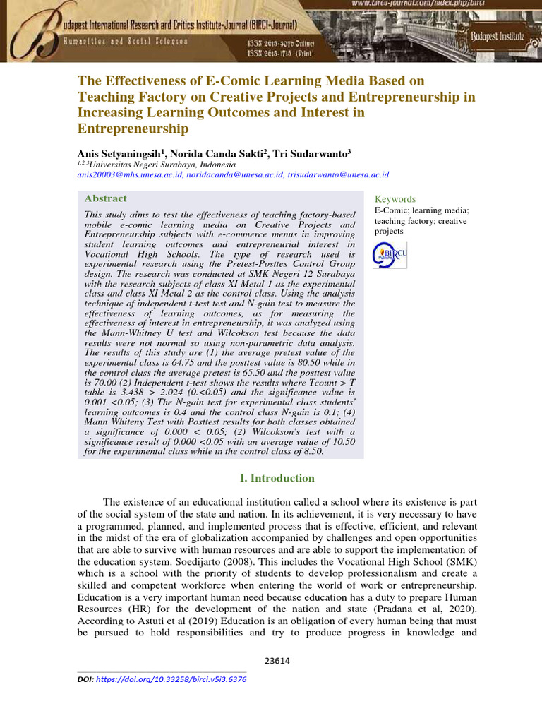 The Effectiveness of E-Comic Learning Media Based On Teaching Factory ...