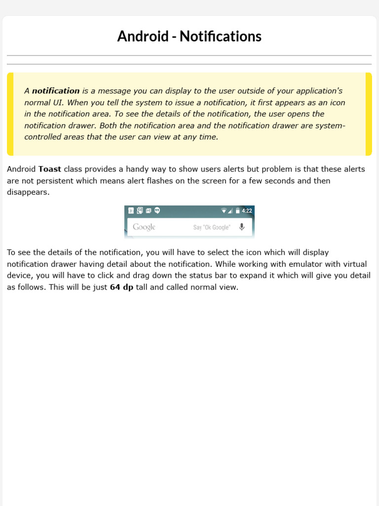 Android - Notifications | PDF | Android (Operating System) | Icon (Computing)