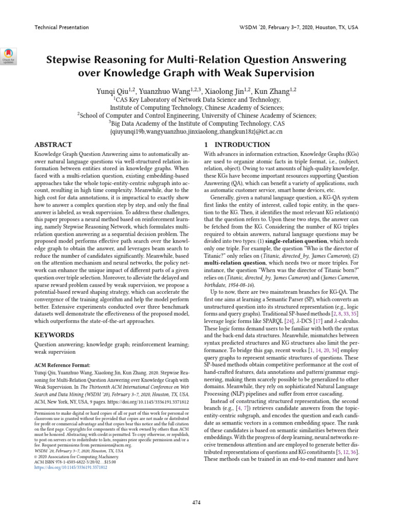 Stepwise Reasoning For Multi-Relation Question Answering Over Knowledge ... Stepwise Reasoning For Multi-Relation Question Answering Over Knowledge ...