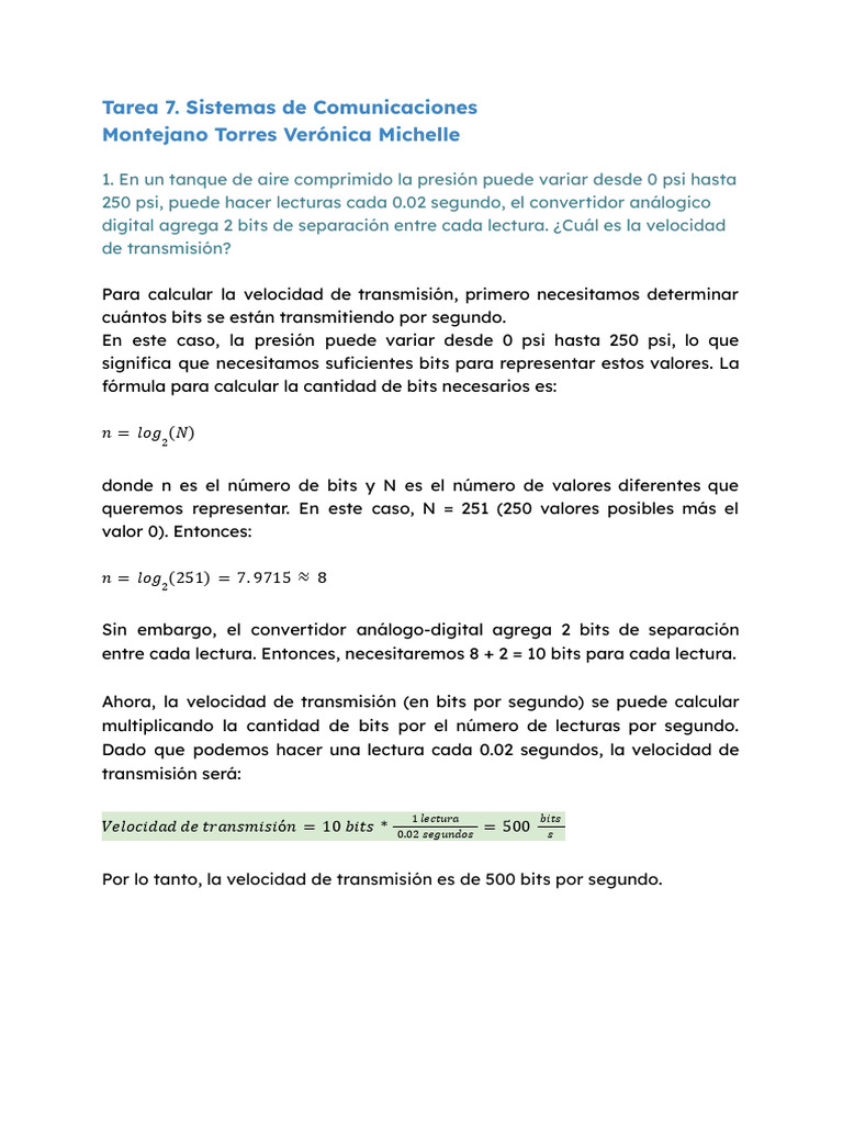 Tarea 7. Sistemas de Comunicaciones | PDF | Señal analoga | Poco