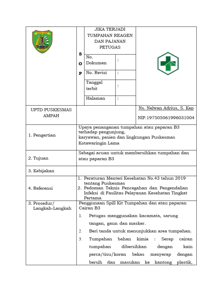 SOP Tumpahan Reagen | PDF