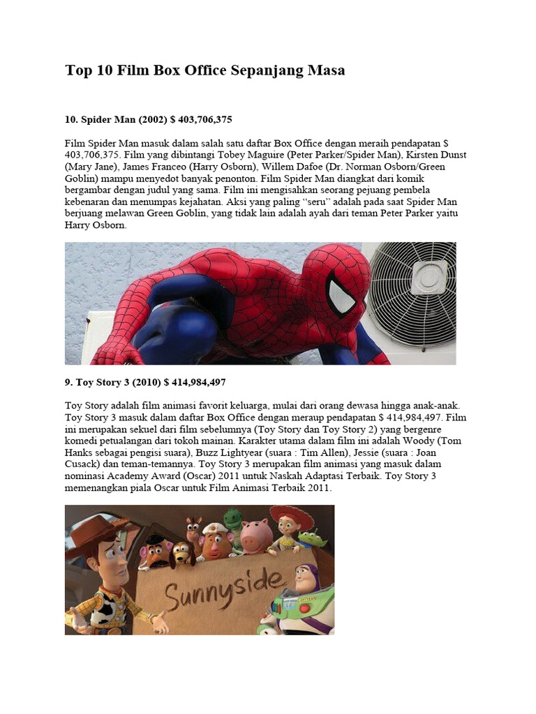 Top 10 Film Box Office Sepanjang Masa | PDF