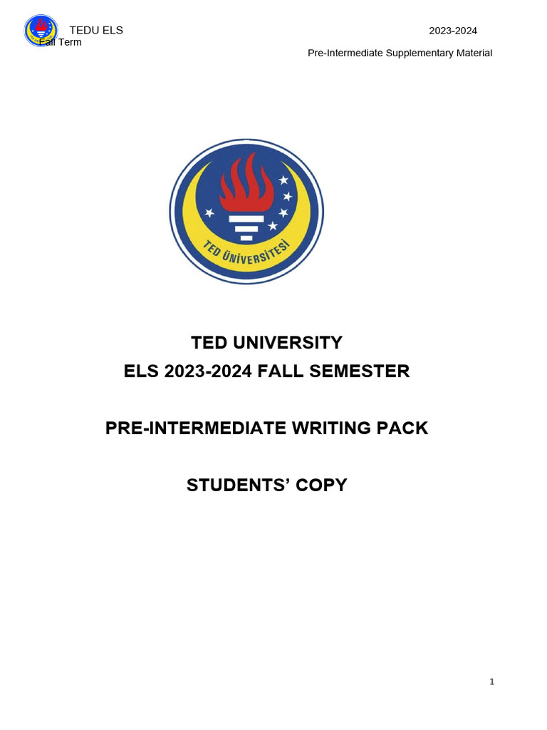 Pre-Intermediate Writing Guide 2023-24 | PDF | Washington