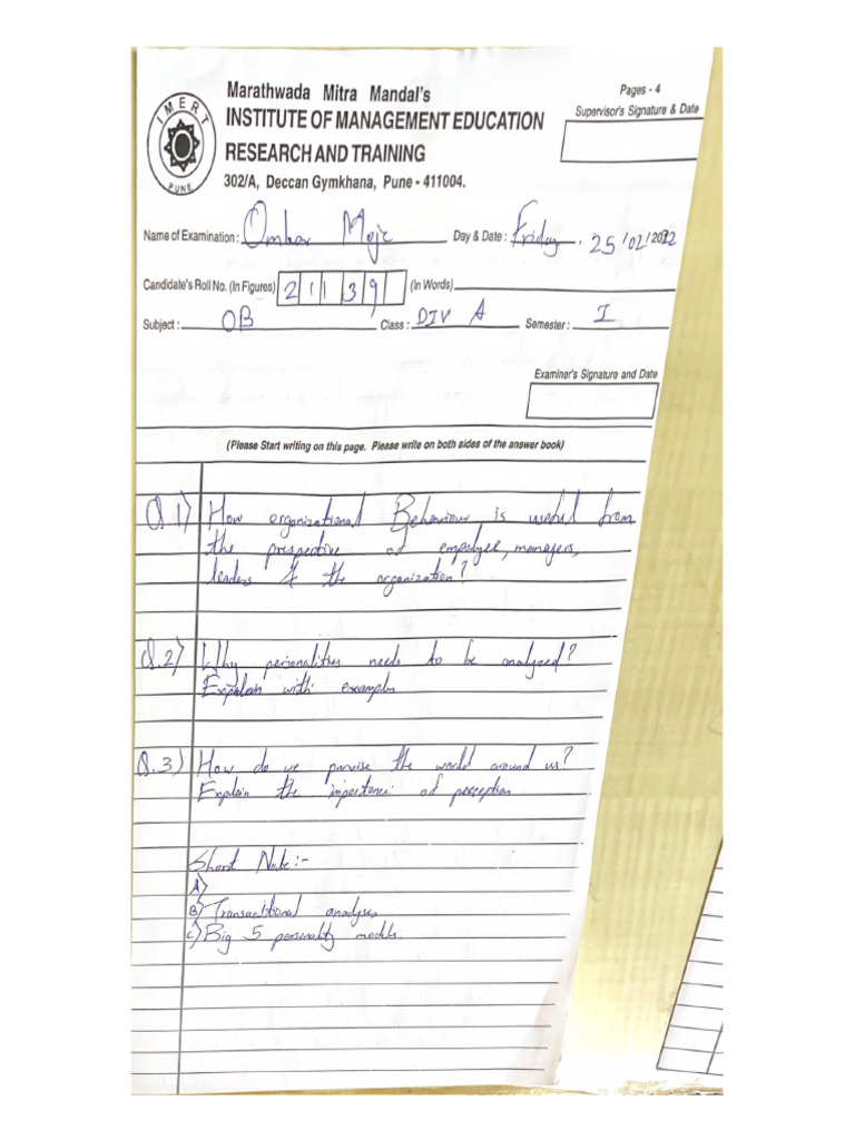 OB Class Test 1 Omkar Moje 21139 Div A | PDF