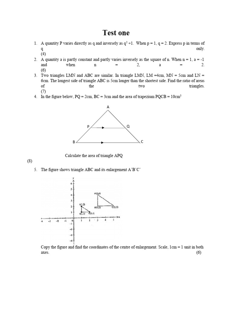 Test One Pdf