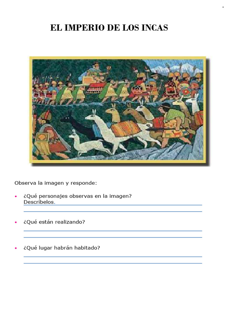 Ficha Del Imperio Incaico-Tarea | PDF | Imperio Inca | Andes