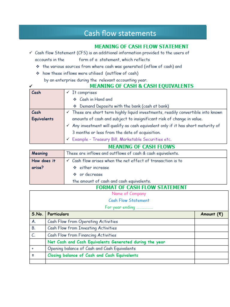 Cash Flow Statements | PDF | Dividend | Expense