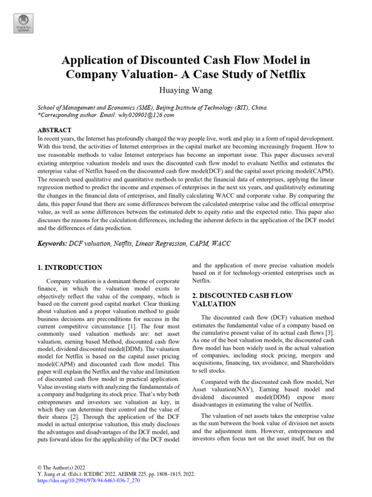 NETFLIX-DCF-MODEL | PDF | Valuation (Finance) | Discounted Cash Flow