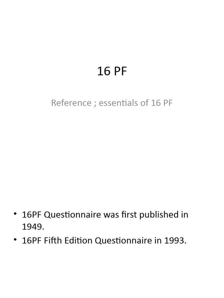 16 PF | PDF | Cognitive Science | Social Psychology