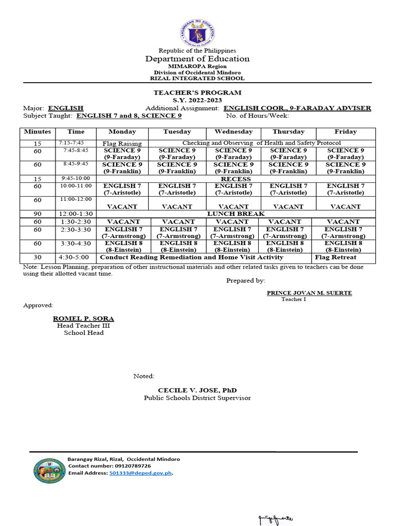 TEACHERS PROGRAM 2022-2023 | PDF