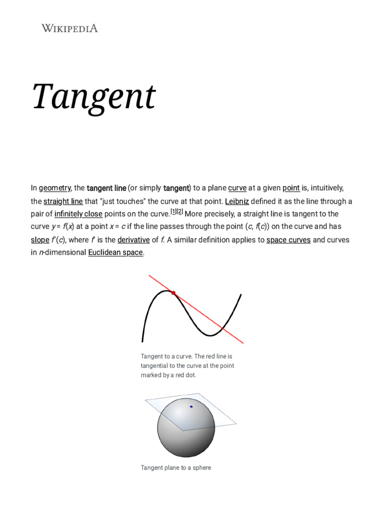 Tangent - Wikipedia | PDF | Tangent | Line (Geometry)