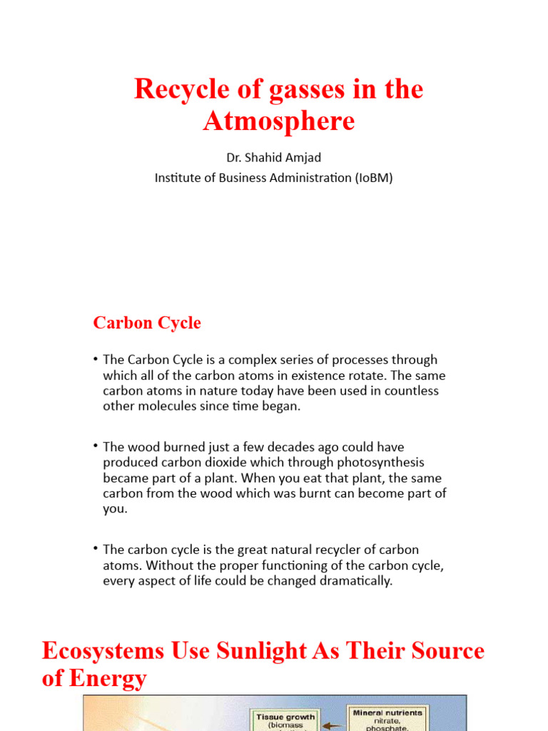 Lect 5b. Recycle of Gasses in The Atmosphere Spring 2024 | PDF | Atmosphere Of Earth | Oxygen