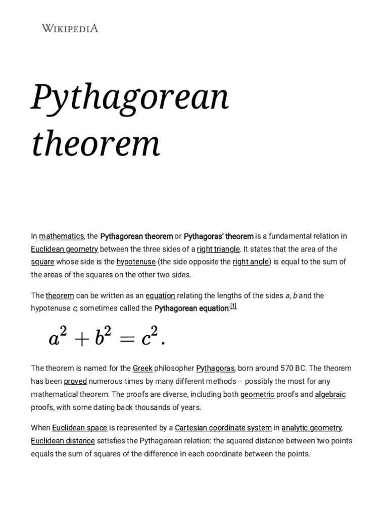 Pythagorean Theorem Overview | PDF | Triangle | Euclidean Geometry