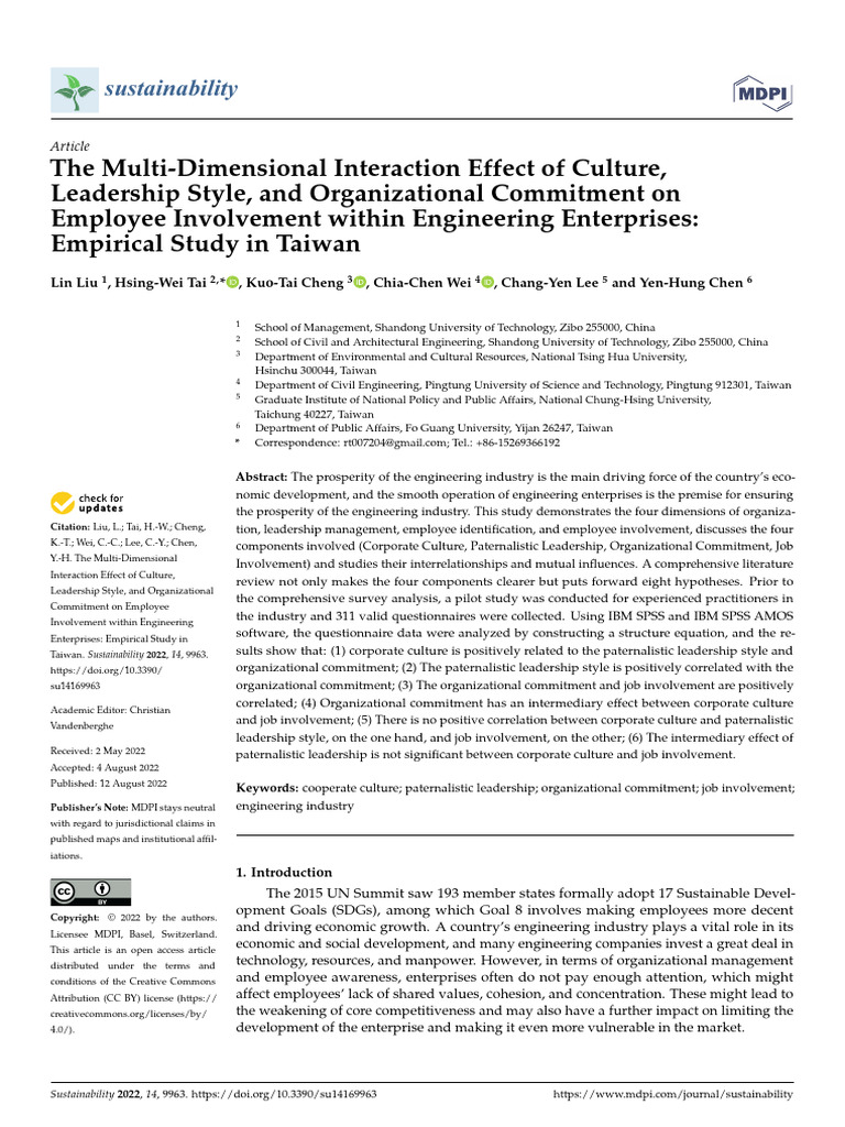 The Multi-Dimensional Interaction Effect of Culture, Leadership Style, and Organizational ...