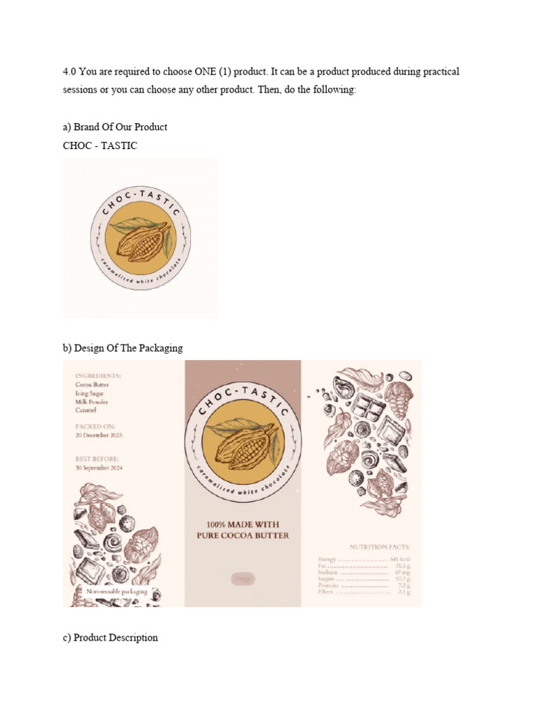 Report (Producing White Chocolate) | PDF | Chocolate | Advertising