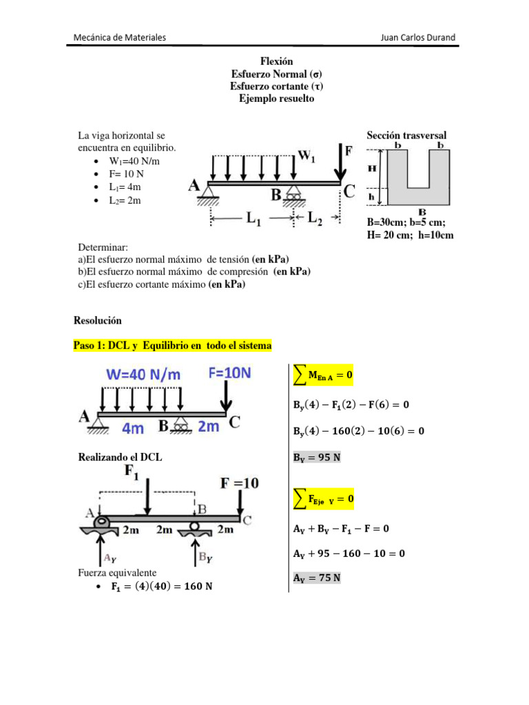 01 Esf Normal y Cortante - Rectangulo y F - U Superior N1 | Descargar gratis PDF | Resistencia ...