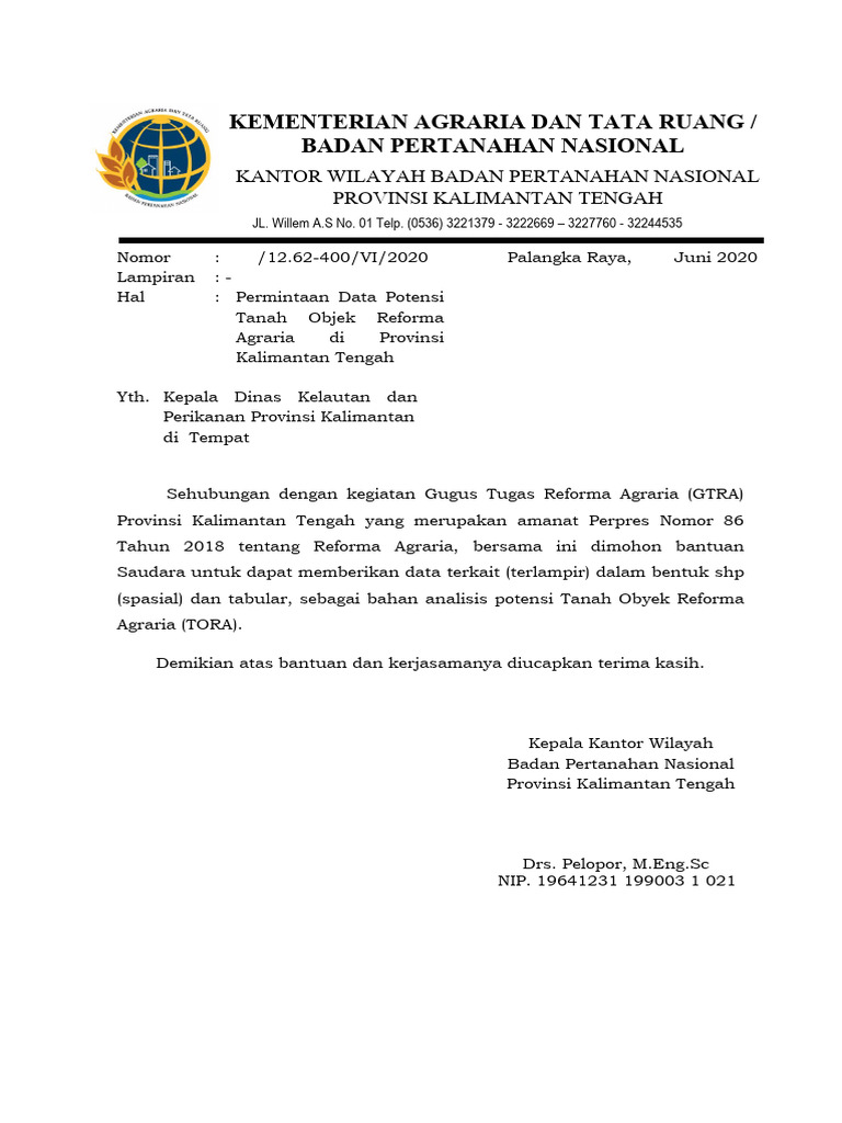 Surat Permohonan Data Ke Dinas | PDF