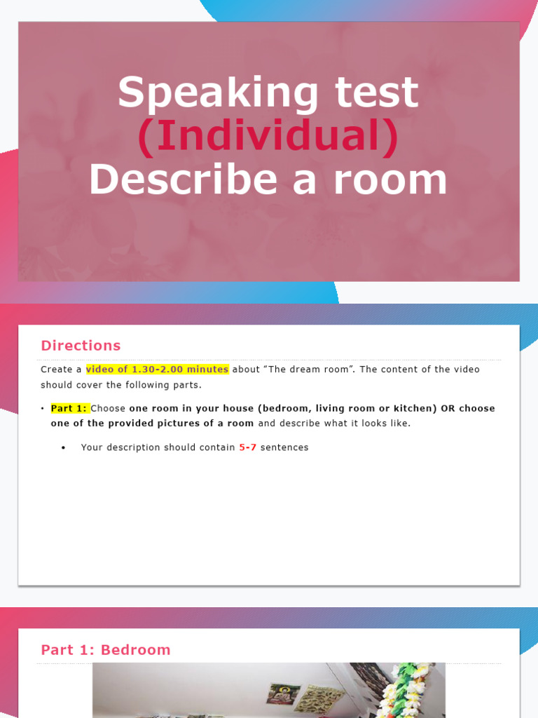 SWU122 - Individual Speaking (Describing A Room) - Final | PDF ...
