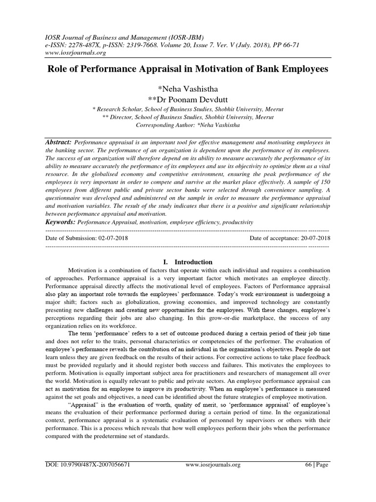 Role of Performance Appraisal in Motivat | PDF | Performance Appraisal ...