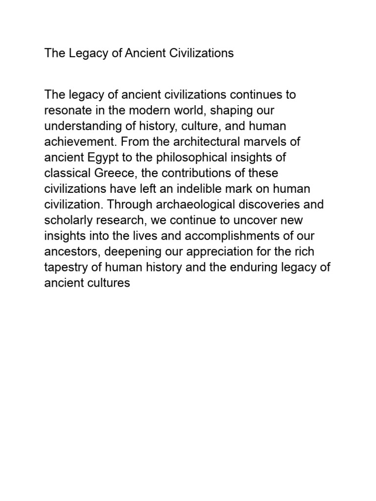 Legacy of Ancient Civilizations | PDF | Social Science | History