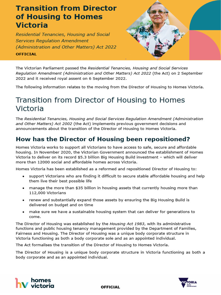 Factsheet - Transition To Homes Victoria | Download Free PDF | Government