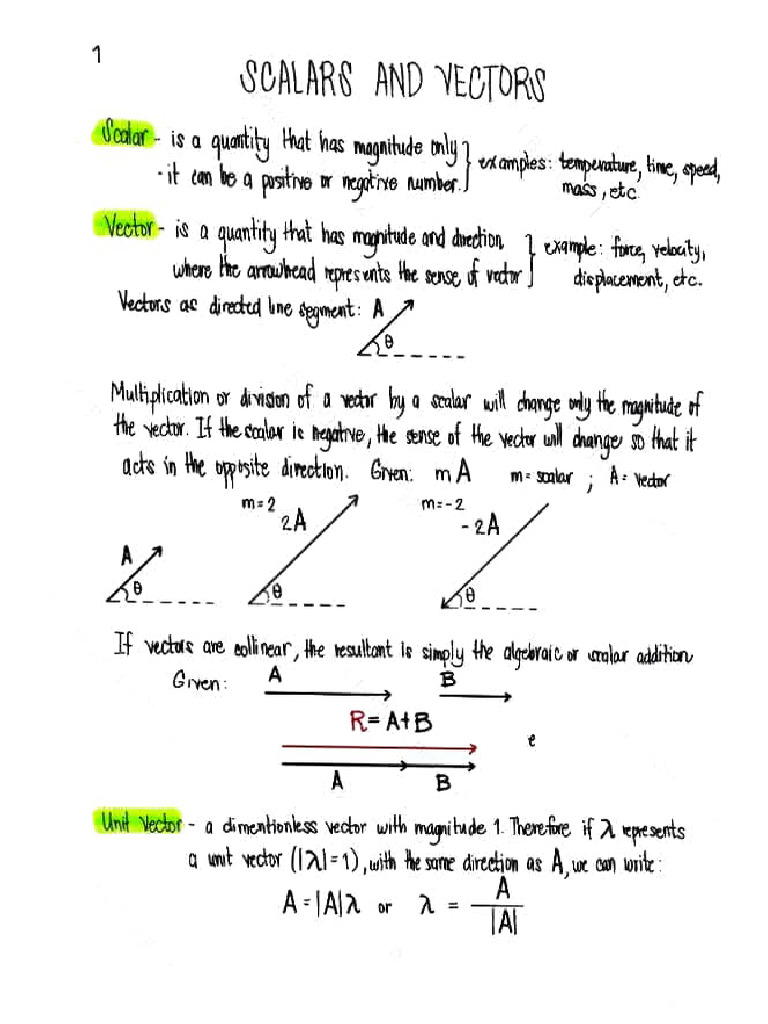 Vectors and Scalars | PDF | Science & Mathematics