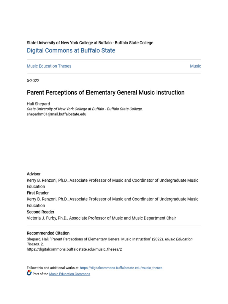 Parent Perceptions of Elementary General Music Instruction | PDF ...