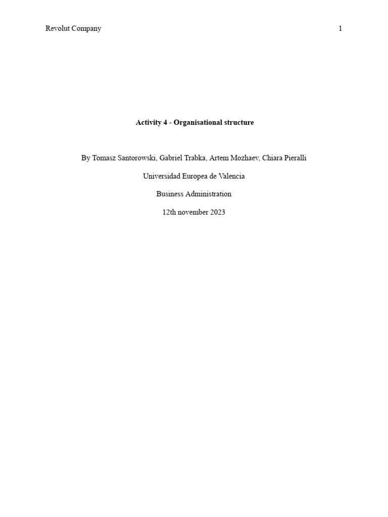 Revolut Bank Business Report | PDF | Organizational Structure ...