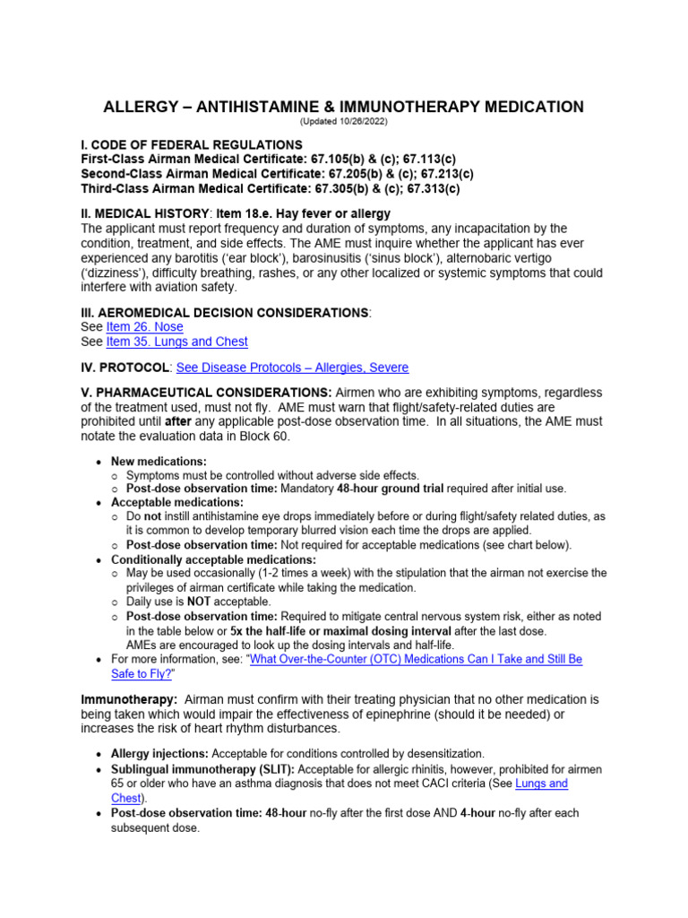Antihistamines & Immunotherapy for Airmen | PDF | Drugs | Pharmacology