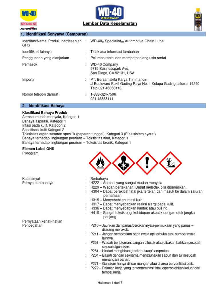 MSDS Chain Lube | PDF