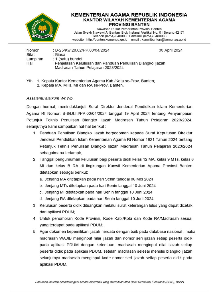 Surat Penjalasan Kelulusan Dan Panduan Penulisan Blangko Ijazah 2024 ...