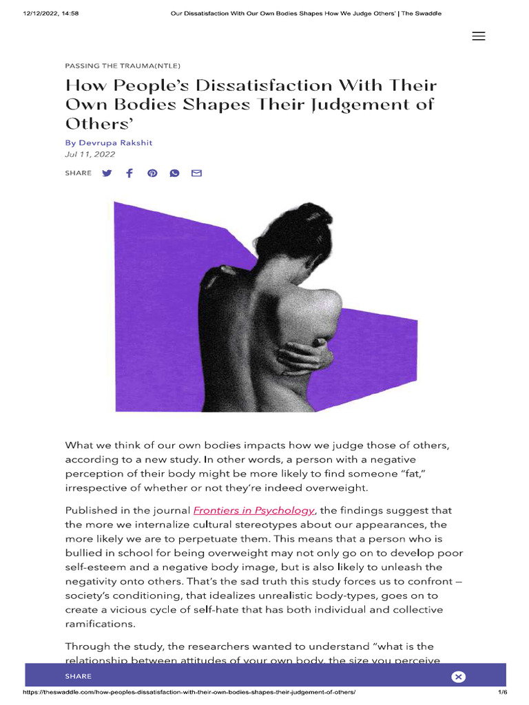 How People's Dissatisfaction With Their Own Bodies Shapes Their ...