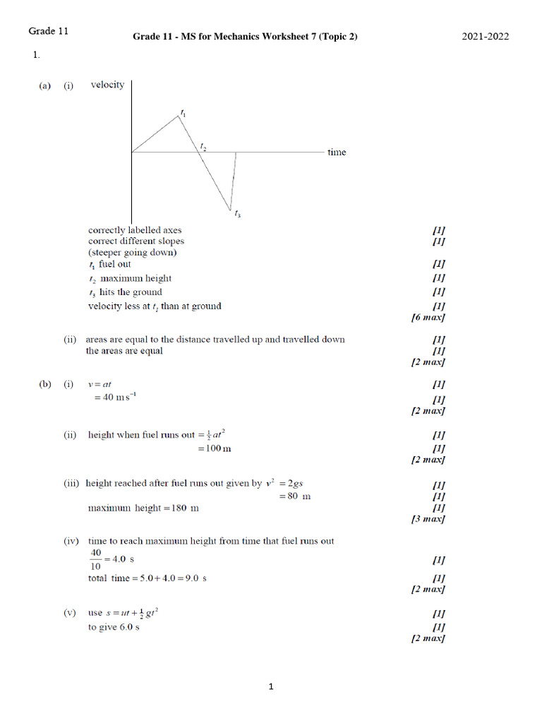 Grade 11 Mechanics Worksheet Solutions | PDF | Force | Friction