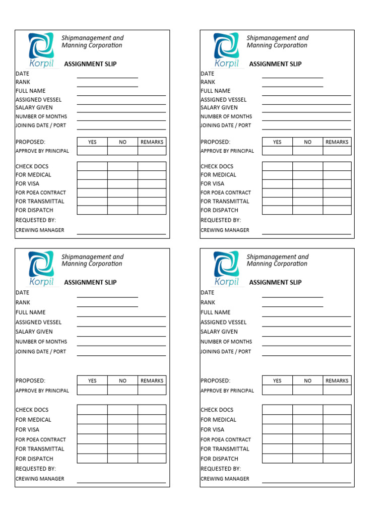 Assignment Slip | PDF