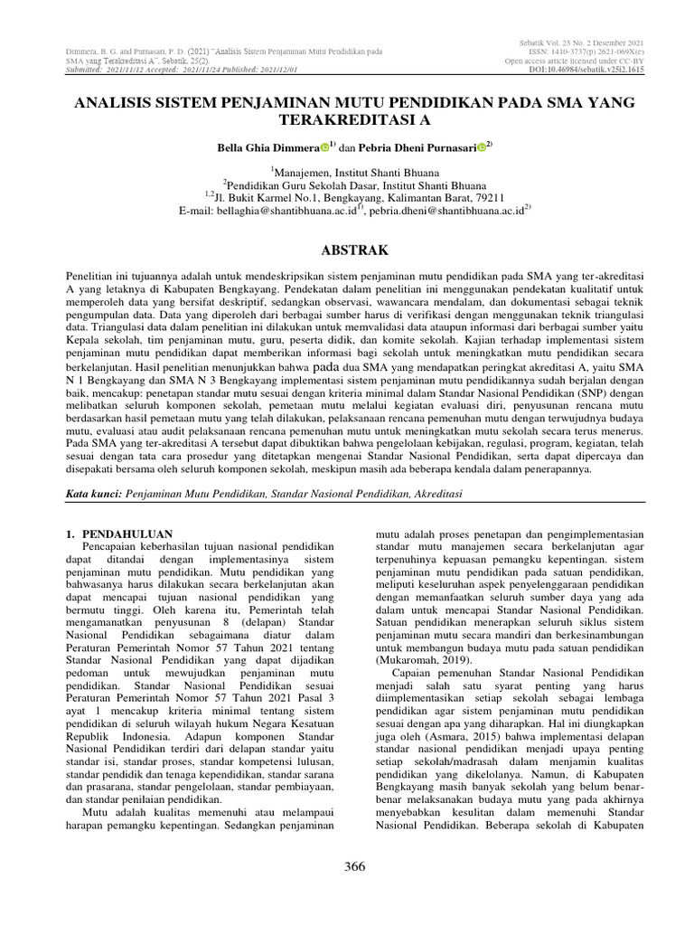 Analisis Sistem Penjaminan Mutu Pendidikan Pada SM | PDF