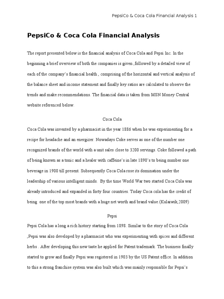 PepsiCo vs Coca Cola Financial Insights | PDF | Retained Earnings ...