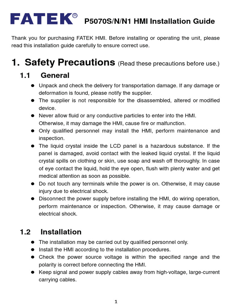Data FTP HMI P5 Document HMI P5070 HW Installation Guide EN | PDF ...