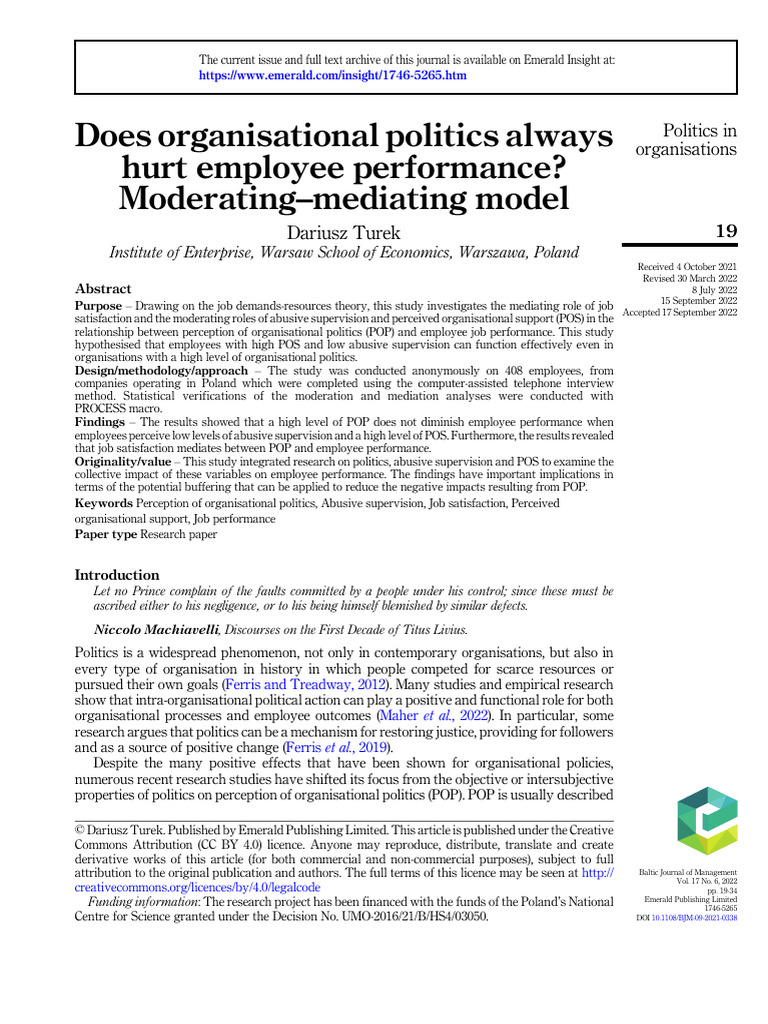 Unsignificant - POP To Emp Perf | PDF | Job Satisfaction | Attitude ...