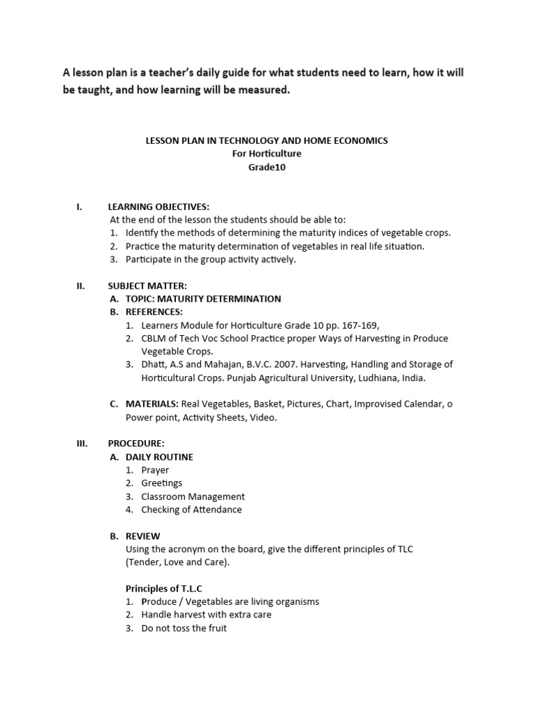 LESSON-PLAN | PDF | Vegetables | Lesson Plan