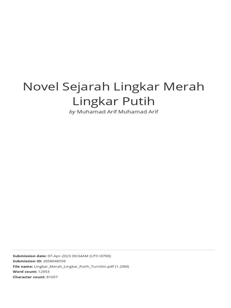 Turnitin Novel Sejarah Lingkar Merah Lingkar Putih | PDF