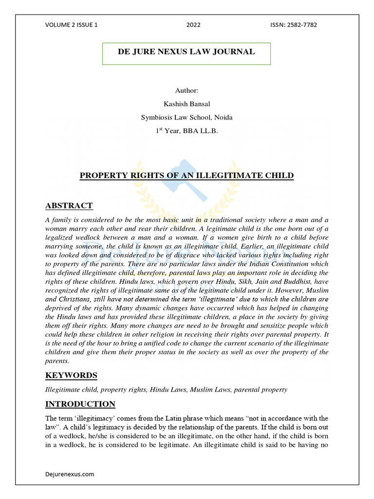 Property Rights of An Illegitimate Child by Kashish Bansal | PDF ...