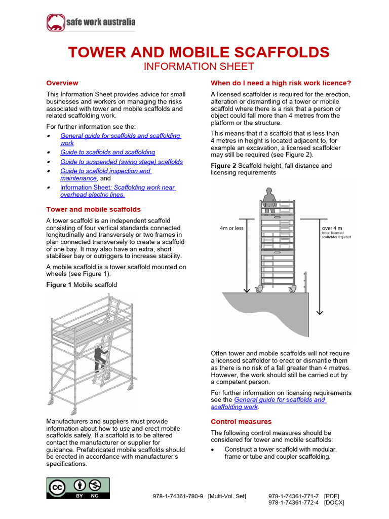 Tower Mobile Scaffolds Information Sheet | PDF | Scaffolding