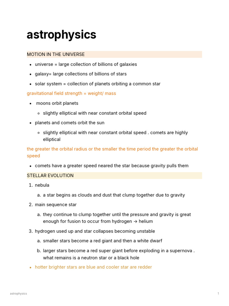 Understanding Astrophysics Concepts | PDF | Stars | Redshift