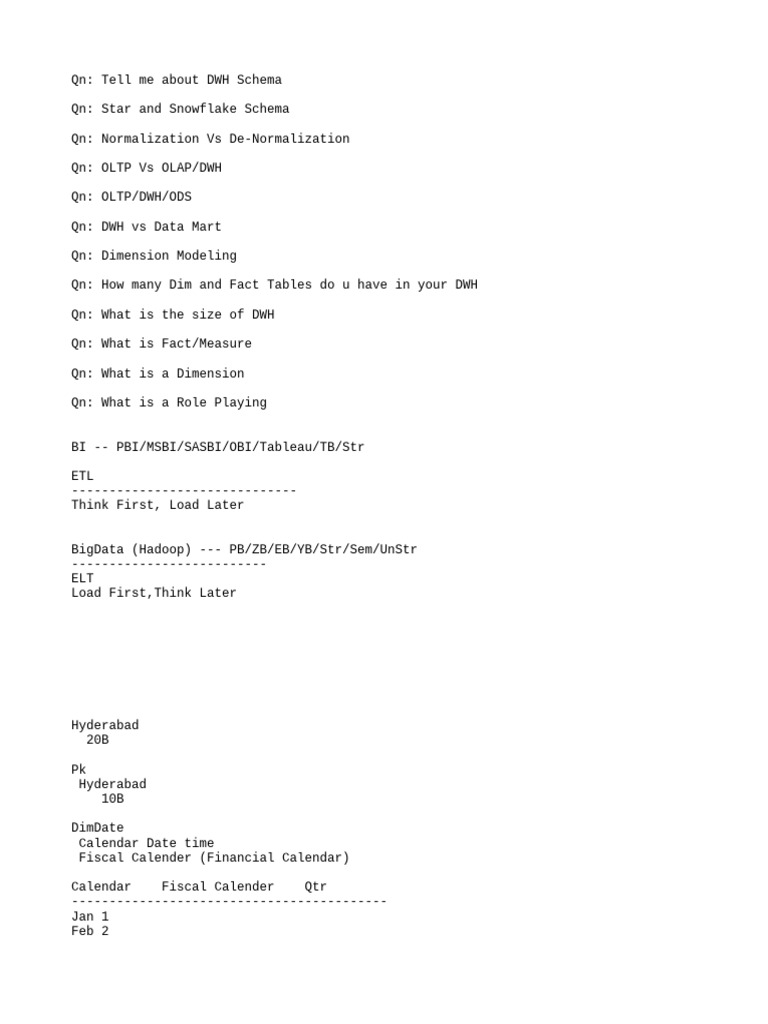 DWH - Interview Qns | PDF | Business | Computers