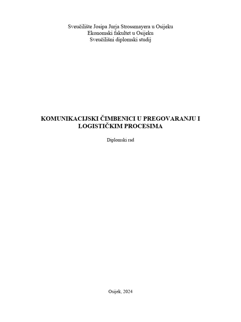Komunikacijski Čimbenici U Pregovaranju I Logističkim Procesima | PDF
