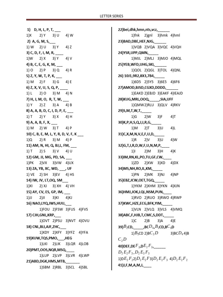 Letter Series Pattern Quiz | PDF