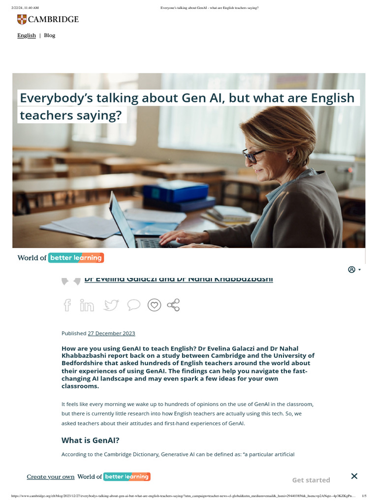 Everyone's Talking About GenAI - What Are English Teachers Saying | PDF ...